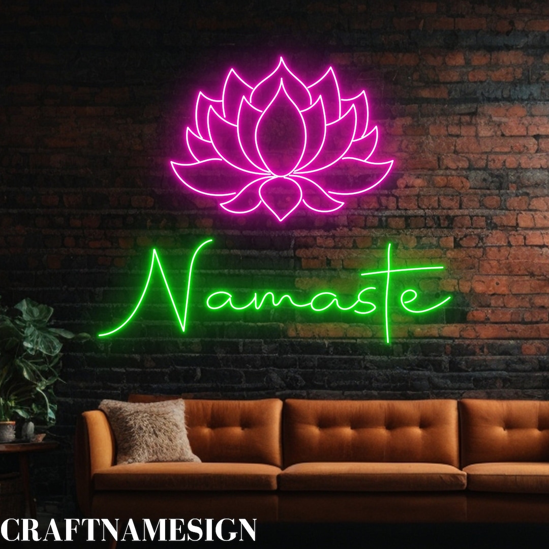 Namaste Lotus Led Sign, Yoga Lotus Pose Neon Sign, Custom Neon Sign ...