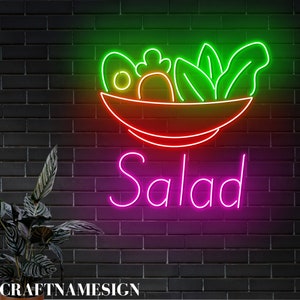 Salad Neon Sign, Vegetable Salad Led Sign, Open Salad Shop Neon Light ...