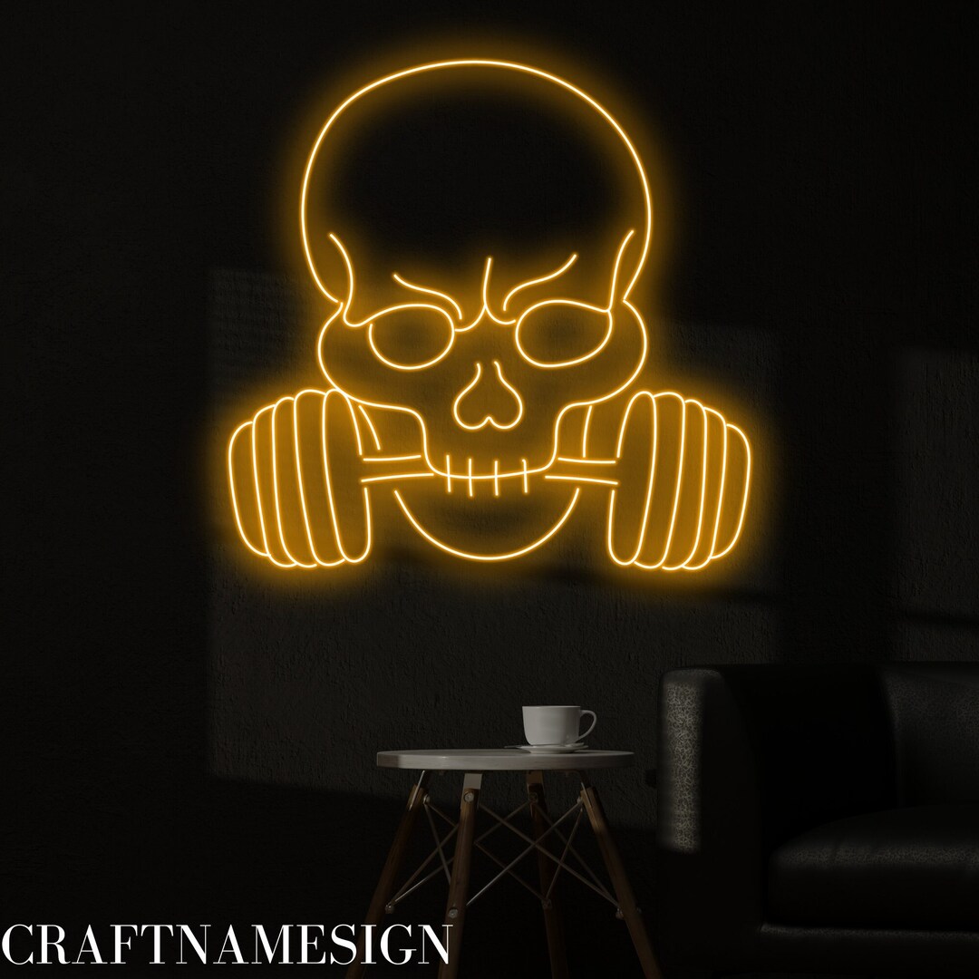 Skull Lifting Neon Sign, Skull Lifting Led Sign, Custom Neon Sign ...