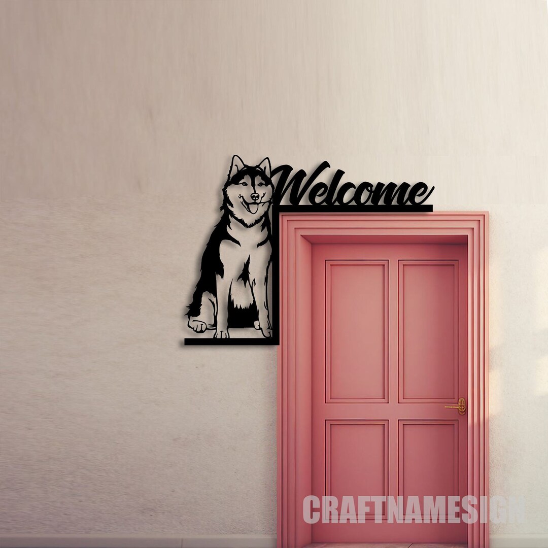 Siberian Husky Door Corner Metal Wall Art, Siberian Husky Dog Door ...
