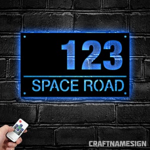 House Number Metal Wall Art LED Light - Personalized Address Sign Home ...