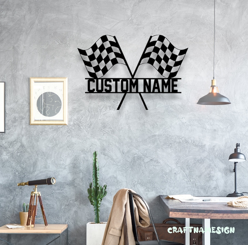 Custom Start Finish Racing Flag Metal Wall Art LED Light - Etsy