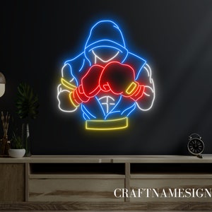 Man Boxer Led Sign, Boxing Neon Sign, Custom Neon Sign, Boxing Shop ...
