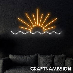Sunset Wave Ocean Neon Sign, Sunset Wave Led Sign, Custom Neon Sign ...