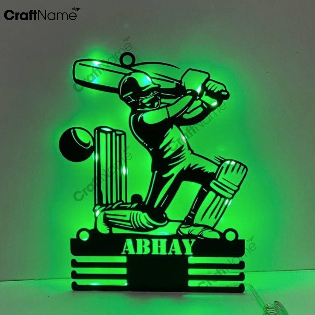 Custom Cricket Player Metal Medal Hanger Led Wall Art, Sport Medal ...