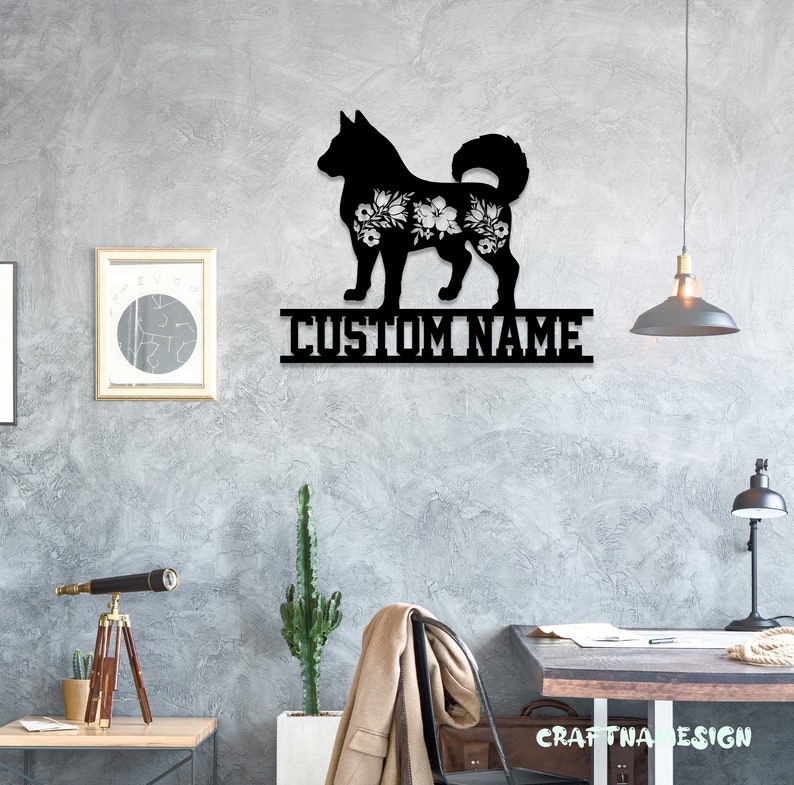 Custom Floral Siberian Husky Metal Wall Art LED Light - Etsy