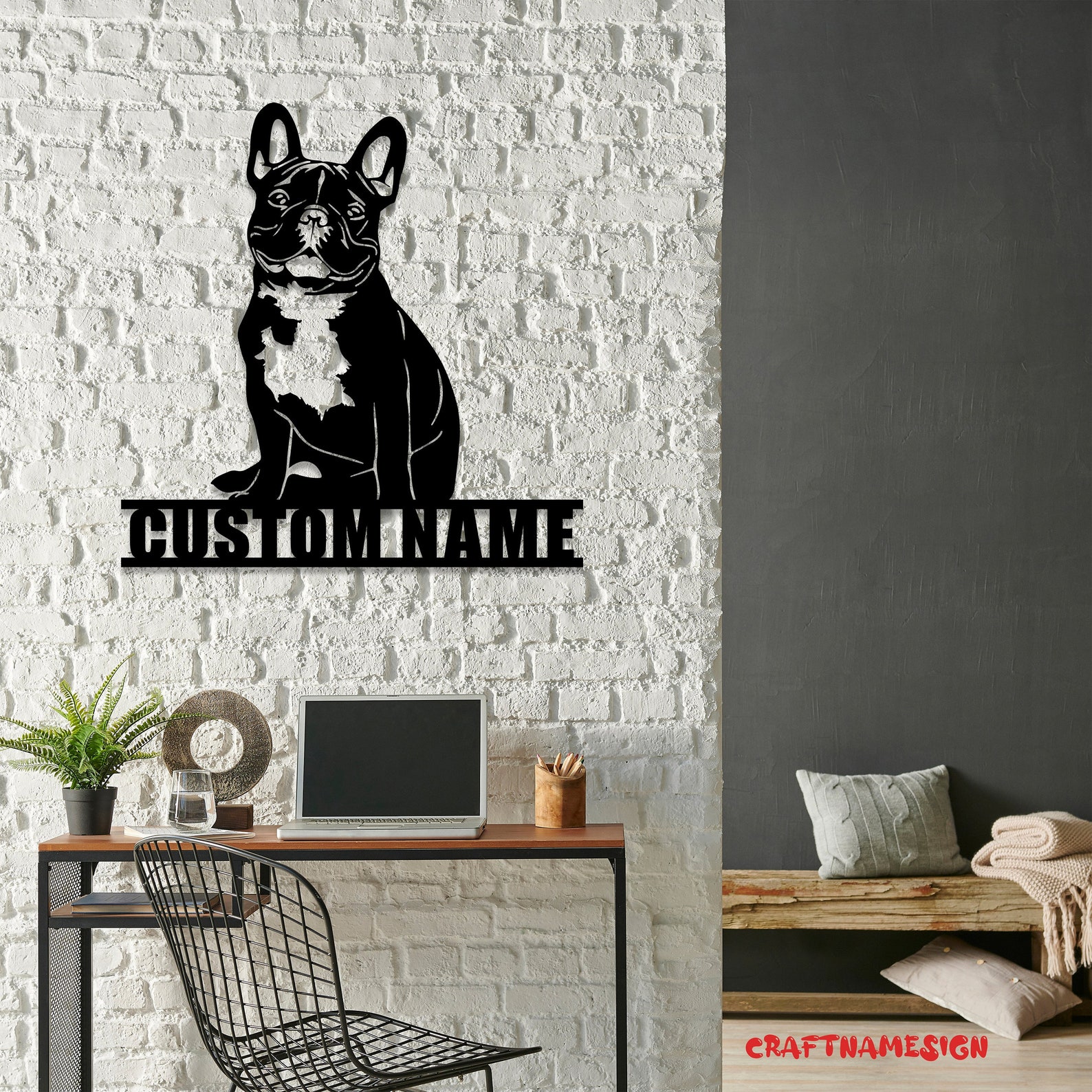 Custom French Bulldog Metal Wall Art LED Light - Personalized Frenchie ...