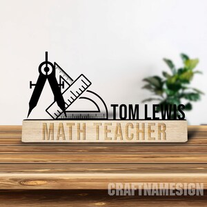 Custom Wooden Math Teacher Desk Name Plate, Mathematician Metal ...
