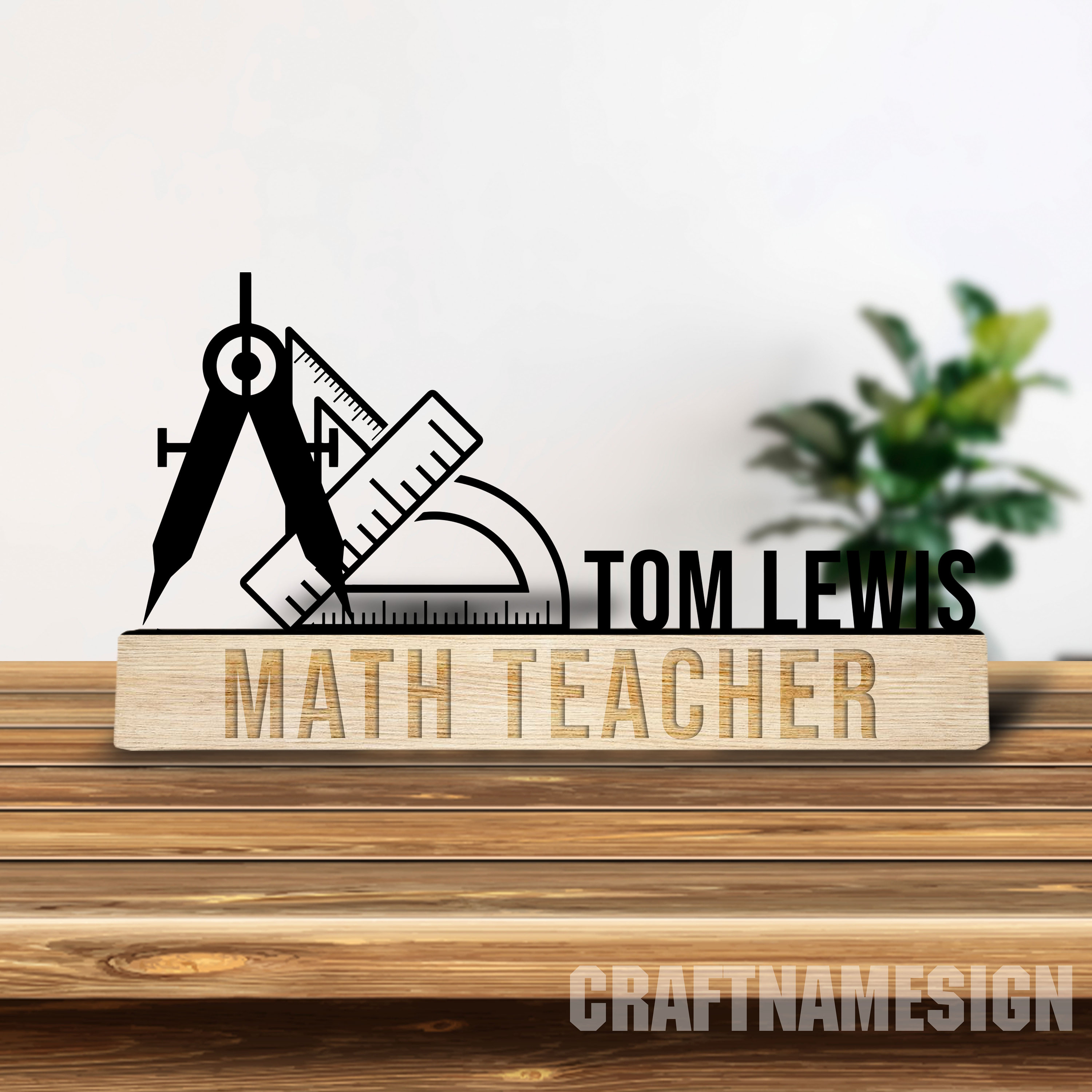 Custom Wooden Math Teacher Desk Name Plate, Mathematician Metal ...