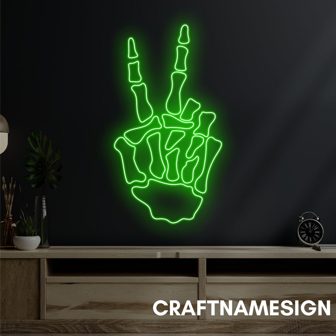 Skeleton Hand Neon Sign, Skeleton Hand Neon Sign, Custom Neon Sign ...