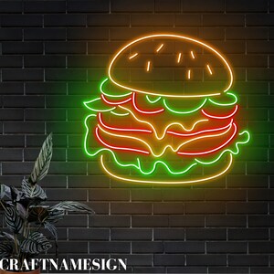 Burger Neon Light for Fast Food Restaurant Decoration, Burger Led Sign ...