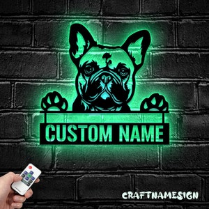 Personalized French Bulldog Metal Wall Art LED Light - Custom Frenchie ...