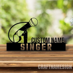 Custom Wooden Singer Desk Name Plate, Microphone Metal Nameplate for ...