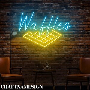 Waffle Neon Sign, Greece Waffle Led Sign, Custom Neon Sign, Waffle Cake ...