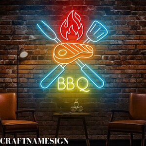 Beef Pork BBQ Neon Led Sign, Custom Neon Lights, BBQ Party Restaurant ...