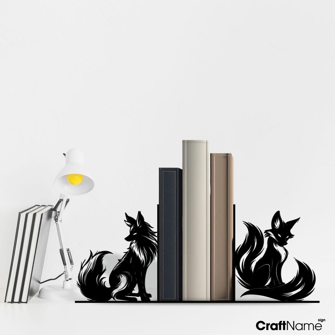 Personalized Fox Metal Bookend for Desk Decor, Fox Metal Book Holder ...
