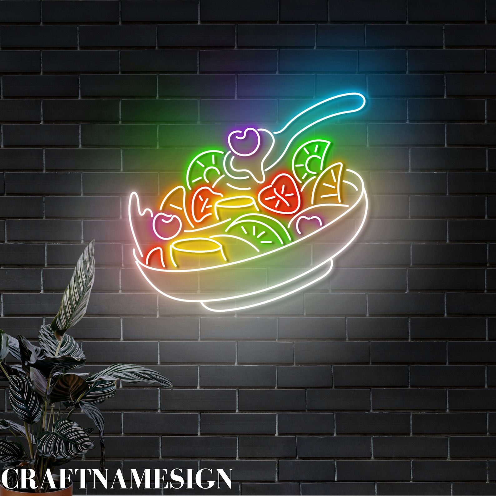 Healthy Fruit Salad Neon Sign, Vegetable Salad Led Sign, Salad Neon ...