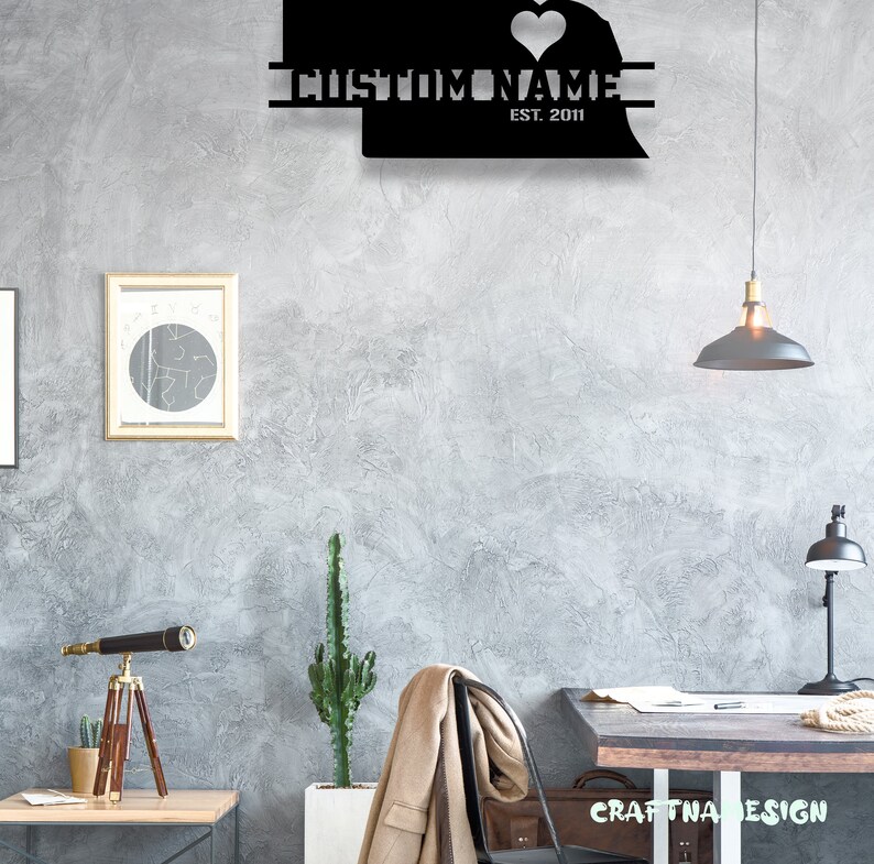 Custom Nebraska Map Metal Wall Art LED Light - Personalized Nebraska ...