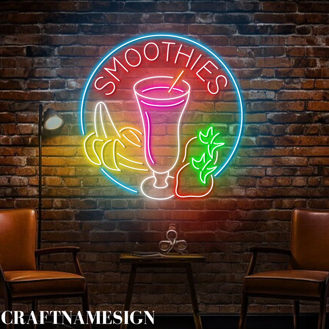 Healthy Fruit Smoothies Neon Sign, Open Smoothie Shop Decor, Custom LED ...