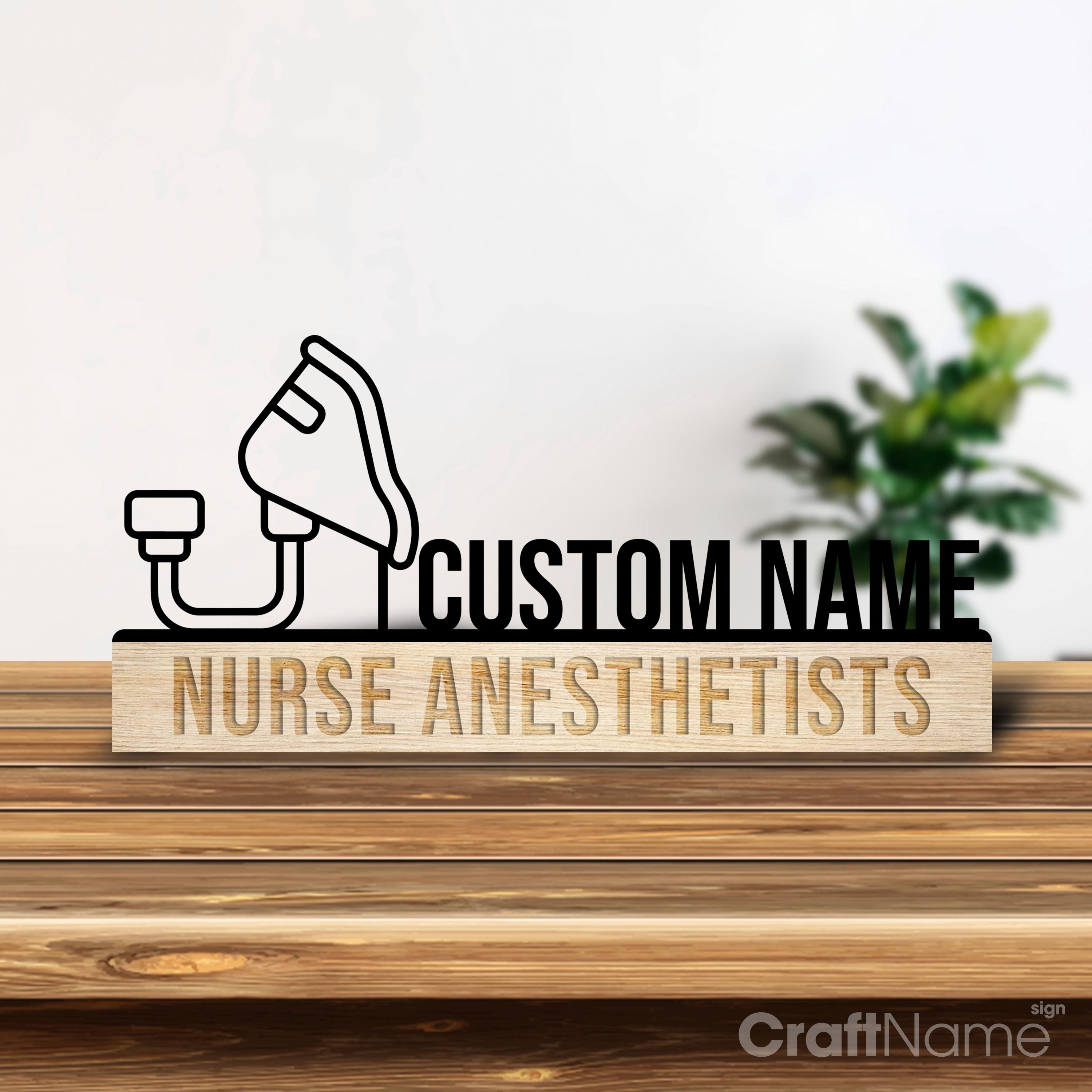 Custom Nurse Anesthetists Metal Desk Name Plate, Nurse Wooden Nameplate ...