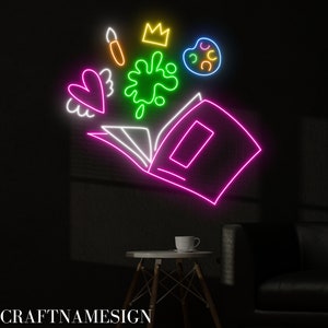 Read Book Abstract Neon Sign, Reading Books Led Sign, Custom Neon Sign ...