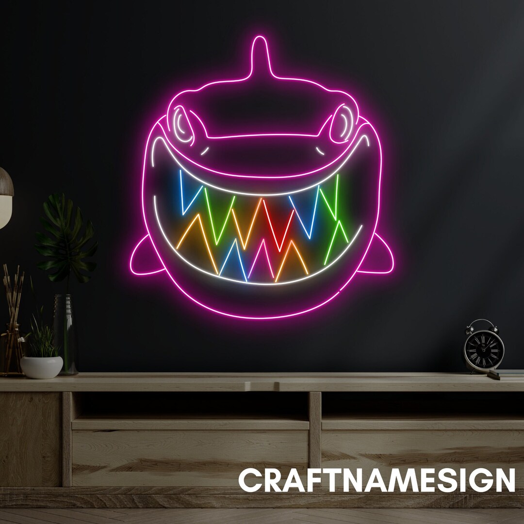 Shark With Rainbow Neon Sign, Shark With Rainbow Led Sign, Custom Neon ...