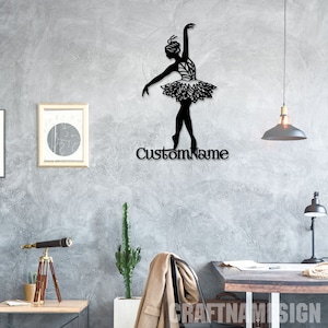 Personalized Ballerina Dance Metal Wall Art LED Light - Custom Girl ...