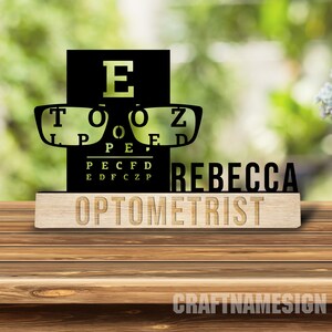 Custom Wooden Optometry Desk Name Plate, Optometrist Metal Nameplate ...