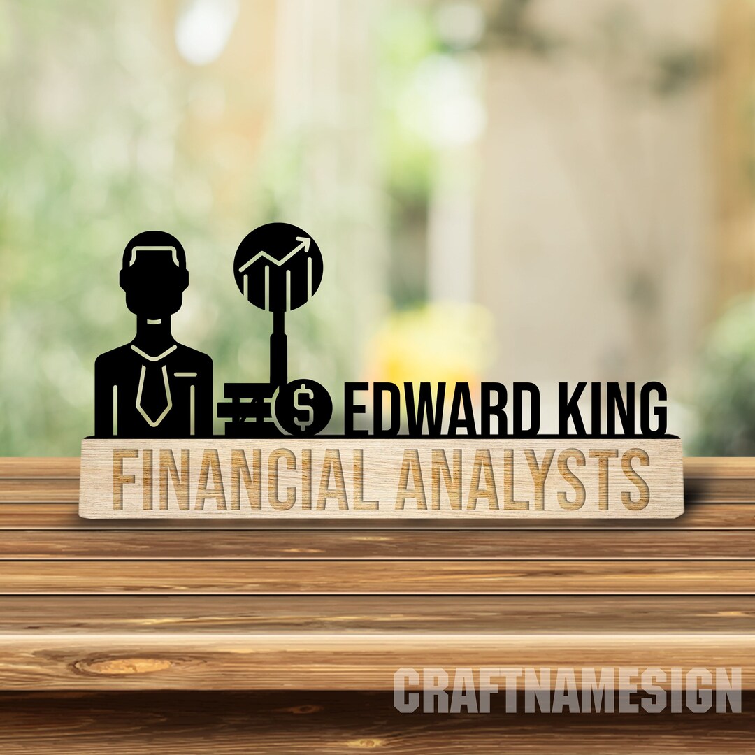 Custom Wooden Financial Analysts Desk Name Plate, Financial Metal ...