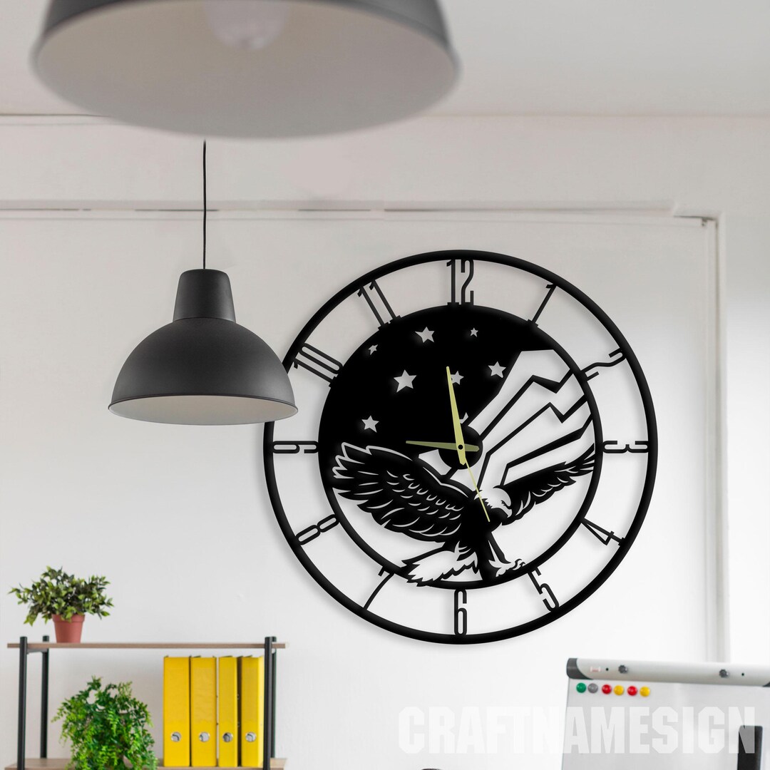 Eagle US Flag Metal Wall Clock, Wall Clock Unique for Home Decor and Wall Arts, Personalized ...