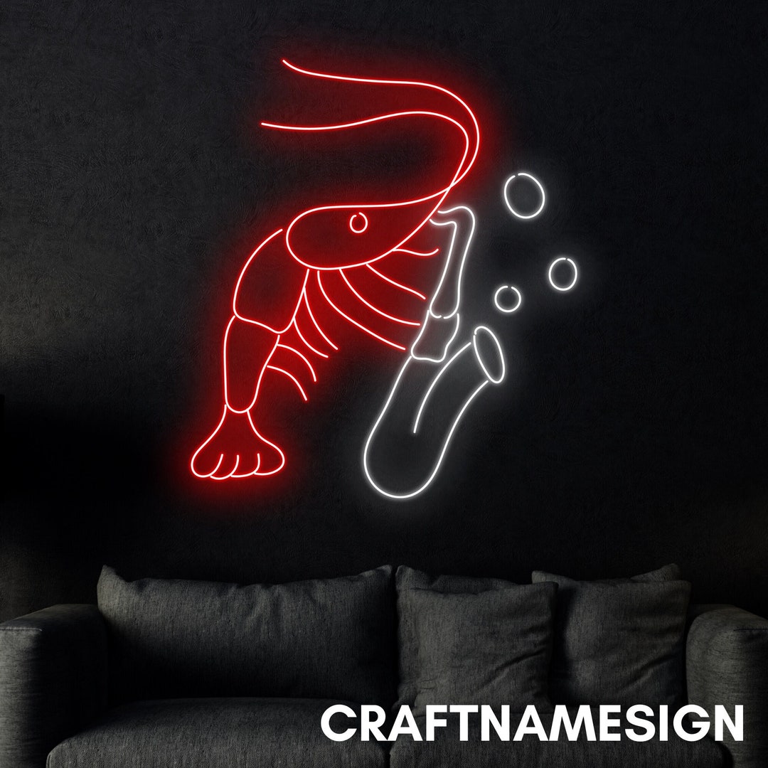 Shrimp Blows Trumpet Neon Sign, Shrimp Led Sign, Custom Neon Sign ...