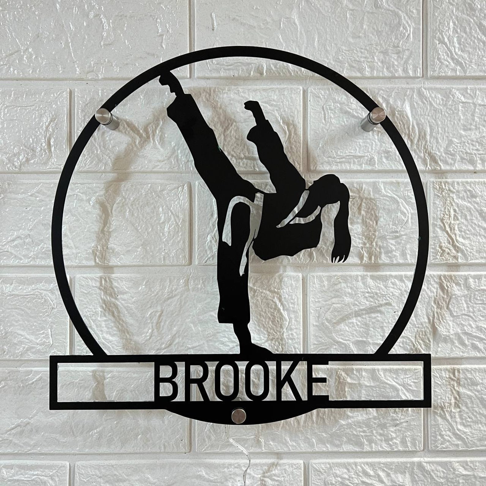 Custom Girl Karate Martial Arts Metal Wall Art With LED Light ...