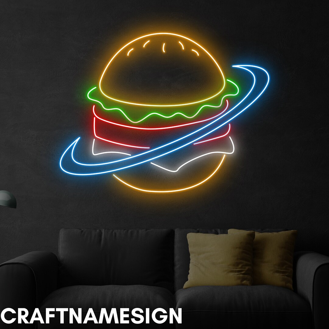 Burger Planet Neon Sign, Burger Led Sign, Custom Neon Sign, Fast Food ...