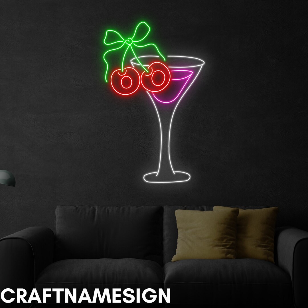 Cherry Cocktails Led Sign, Cherry Cocktails Neon Sign, Custom Neon Sign ...