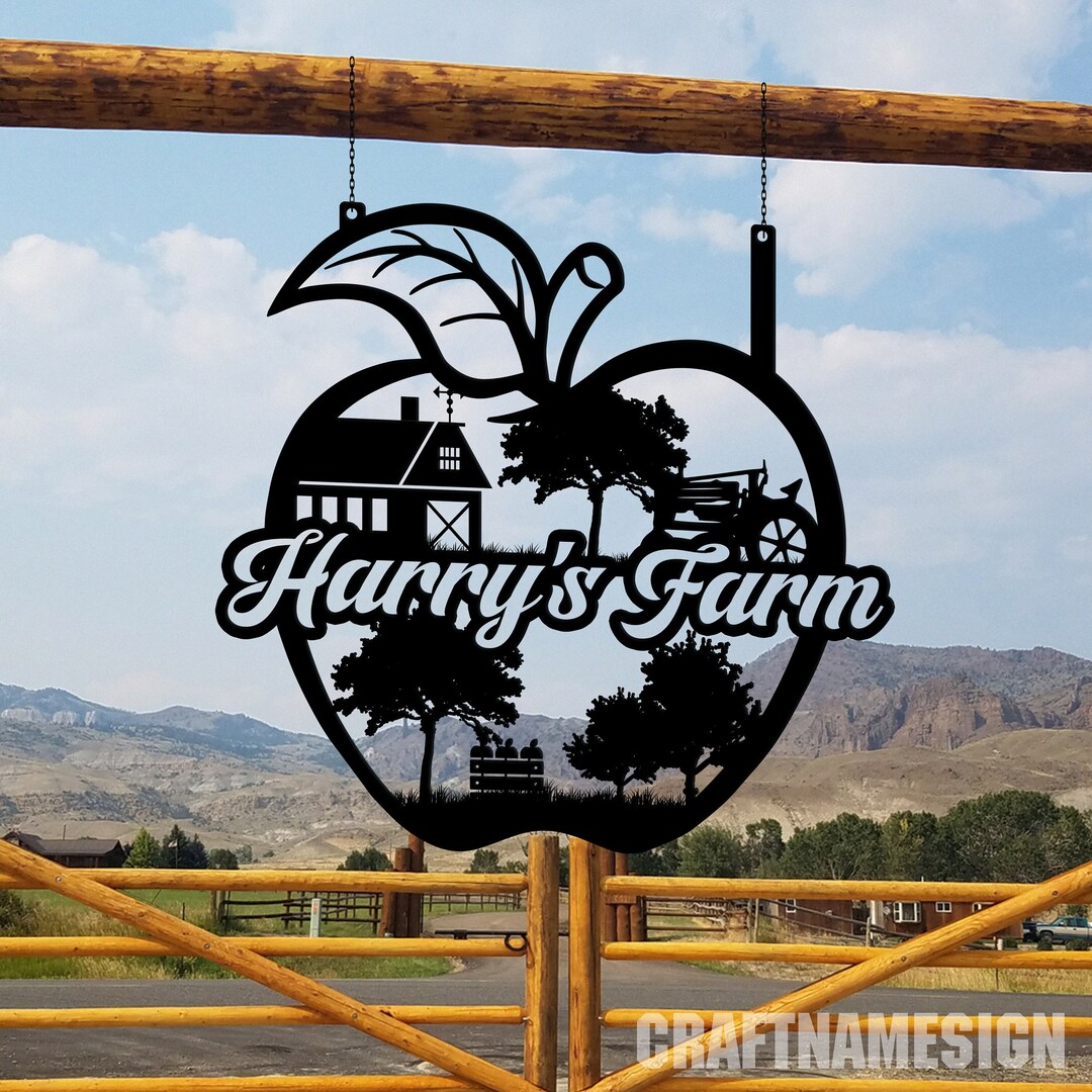 Personalized Outdoor Fruit Farm Metal Sign, Metal Name Sign Outdoor ...