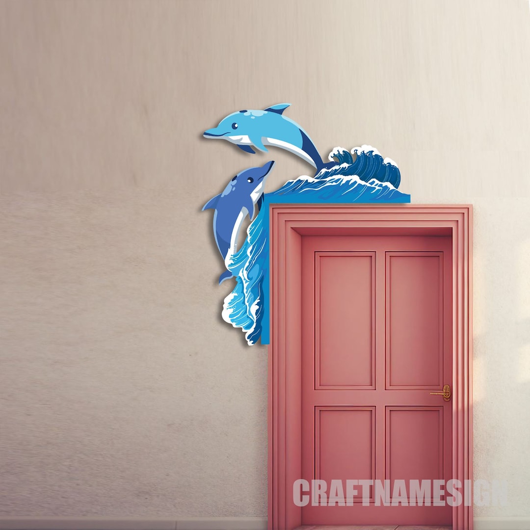 Dolphin Door Corner Metal Wall Art, Ocean Dolphin Door Topper, Dolphin ...