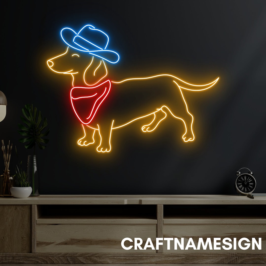 Dachshund Cowboy Neon Sign, Dachshund Led Sign, Custom Neon Sign, Pet ...