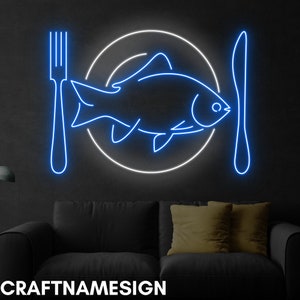 Fish Dish Neon Sign, Fish Menu Led Sign, Custom Neon Sign, Seafood ...