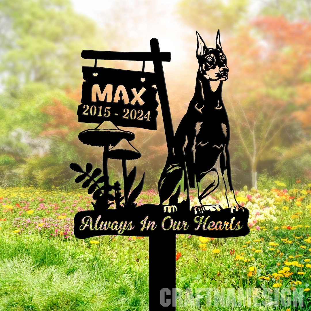 Custom Doberman Pinscher Dog Metal Garden Stake Decor, Doberman Dog ...