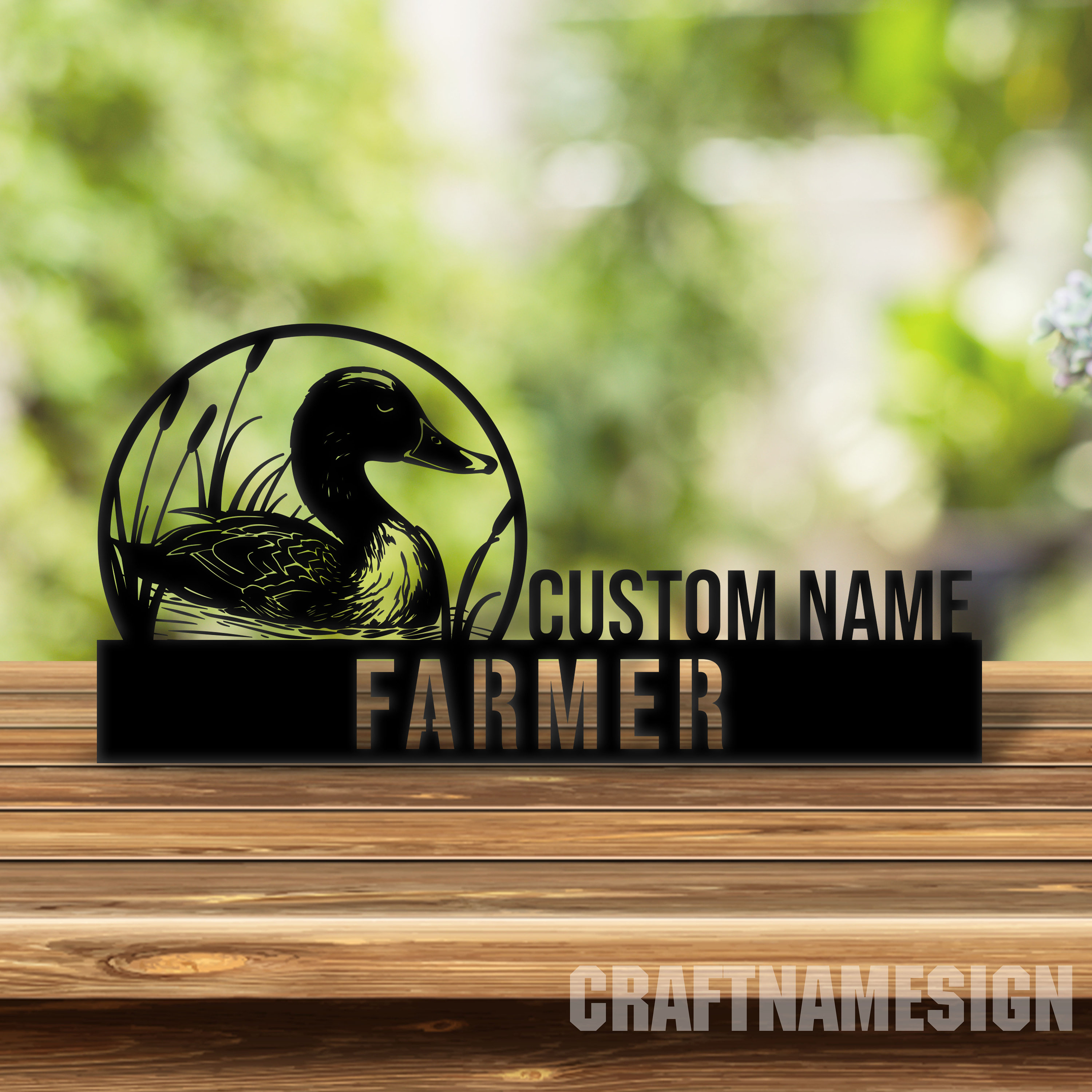 Custom Wooden Duck Farm Desk Name Plate, Duck Herdsman Metal Nameplate ...
