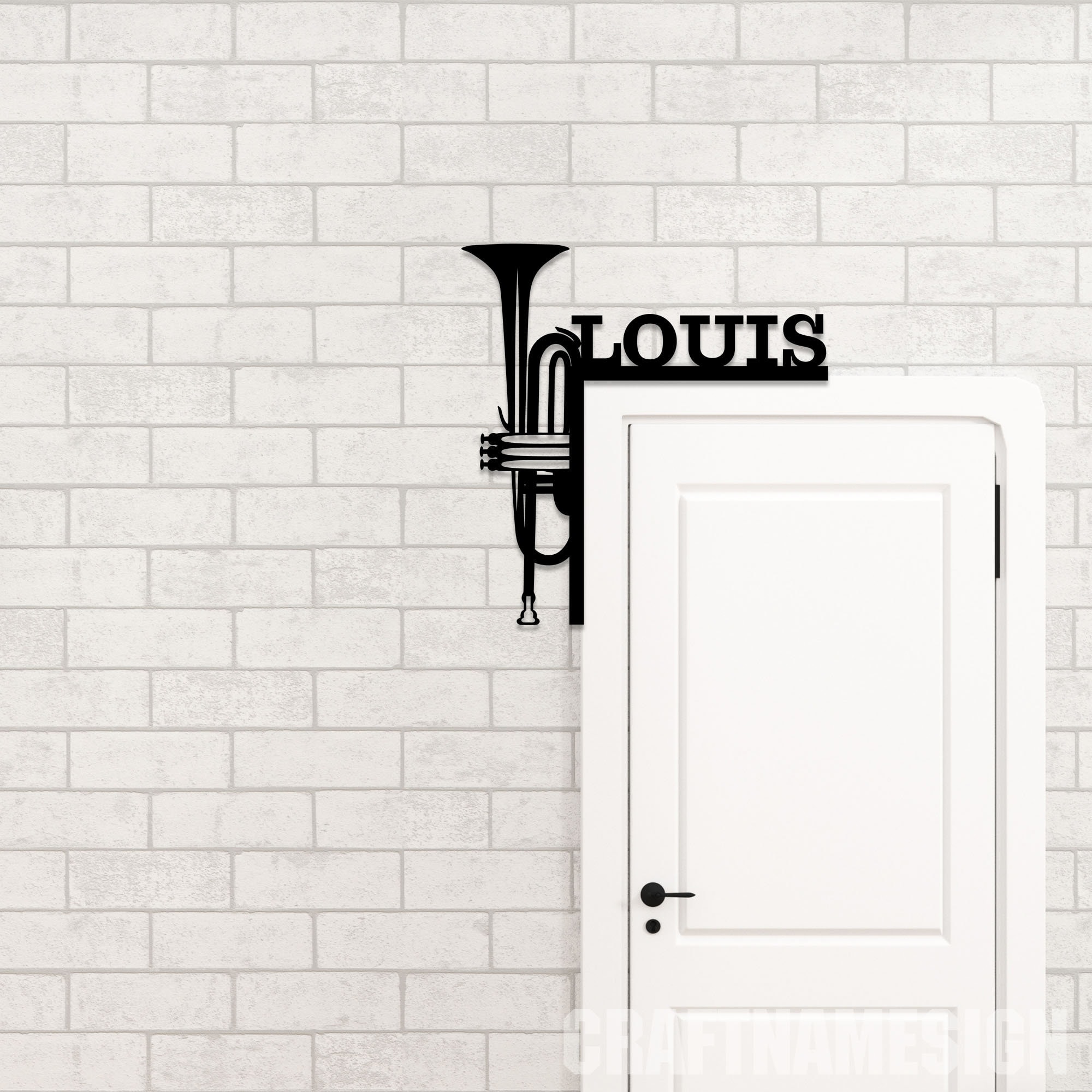 Custom Trumpet Door Corner Metal Wall Art, Trumpet Door Topper, Toilet ...