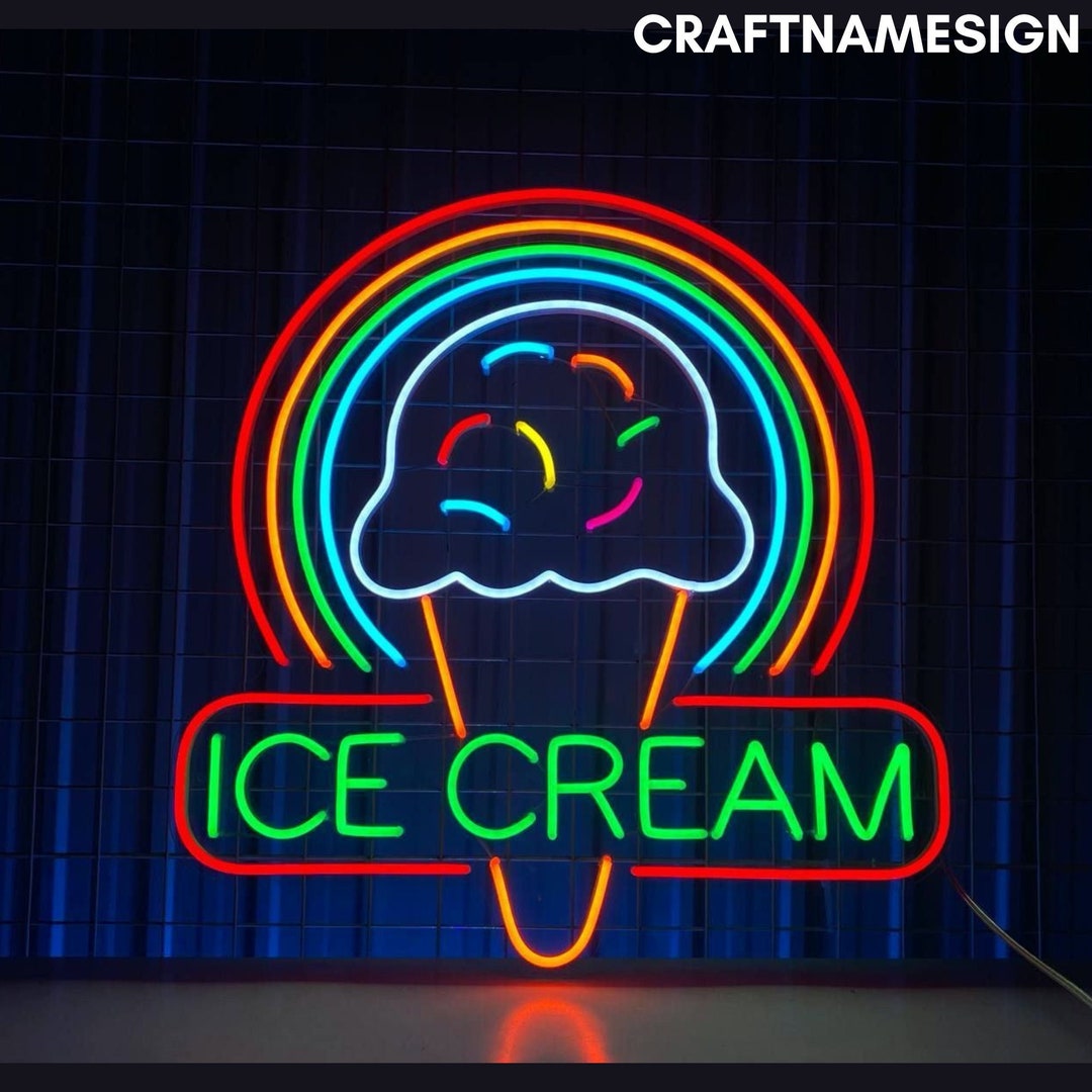 Rainbow Ice Cream Neon Sign, Ice Cream Led Sign, Custom Neon Sign, Ice ...