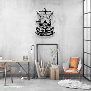 Custom Scuba Diving Mask Metal Wall Art LED Light - Personalized Scuba ...