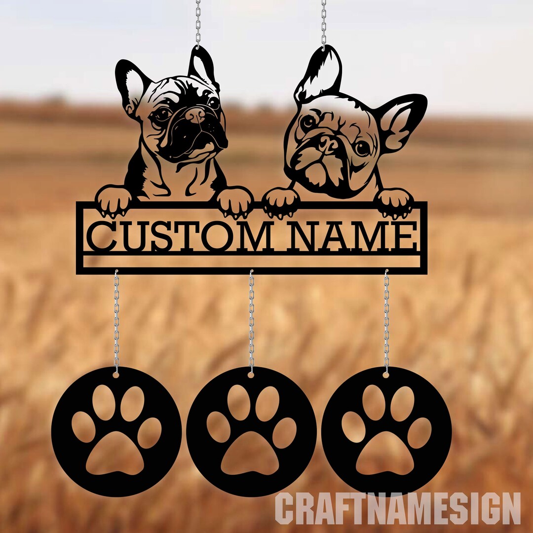 Custom Metal Dog Wind Chime, Personalized Metal French Bulldog Garden ...
