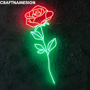 Red Rose Flower Led Sign, Rose Flower Neon Sign Decor Gifts for Mom ...