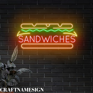 Open Sandwiches Shop Led Sign, Sandwich Neon Sign, Custom Neon Sign ...