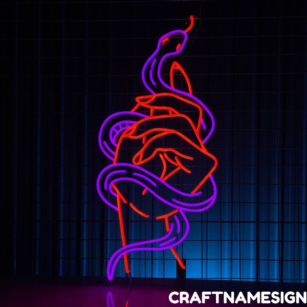 Abstract Snake Hand Led Sign, Snake Neon Sign, Custom Neon Sign, Snake ...