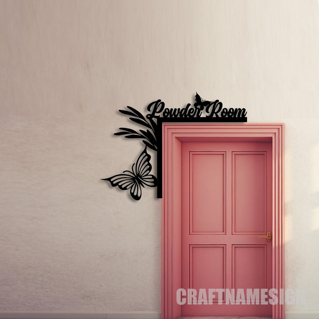 Powder Room Door Corner Metal Wall Art, Female Powder Room Door Topper ...