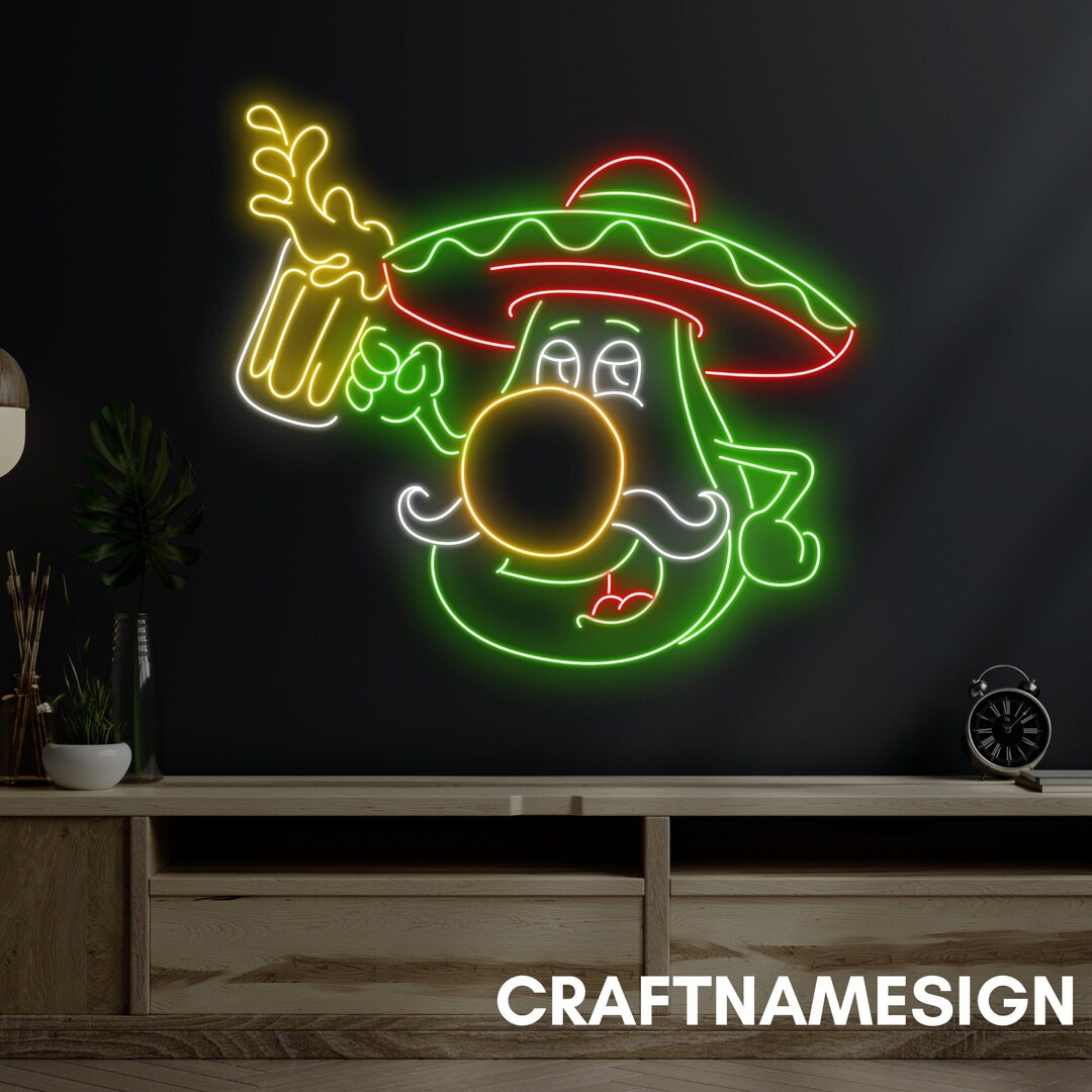 Avocado Mexican Beer Neon Sign, Avocado Mexican Led Sign, Custom Neon ...