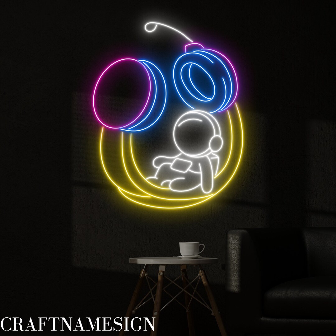 Astronaut Headphone Neon Sign, Astronaut Headphone Led Sign, Custom ...